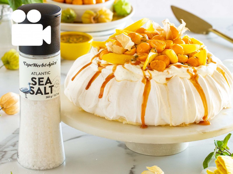 Cape Herb :: TROPICAL PAVLOVA WITH SALTED CARAMEL